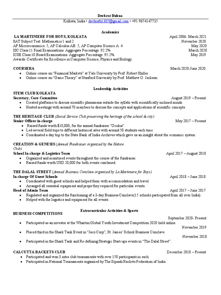 Sample RESUME Dev | PDF