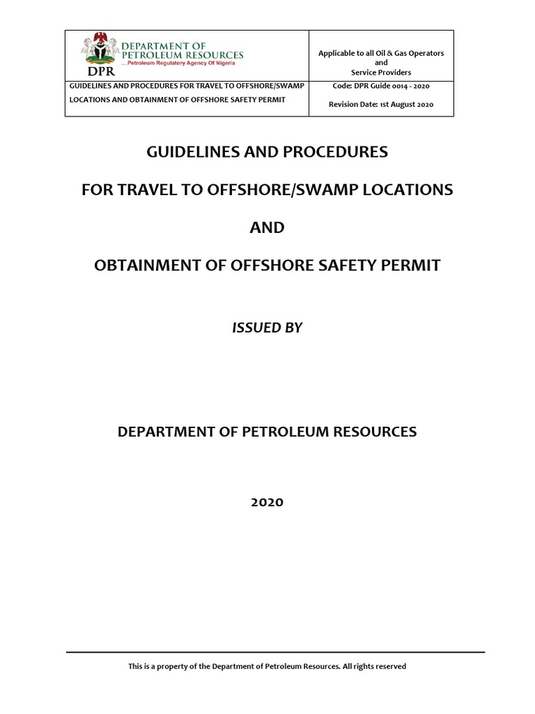 Guidelines and Procedures For Travel To Offshore Swamp Locations and ...