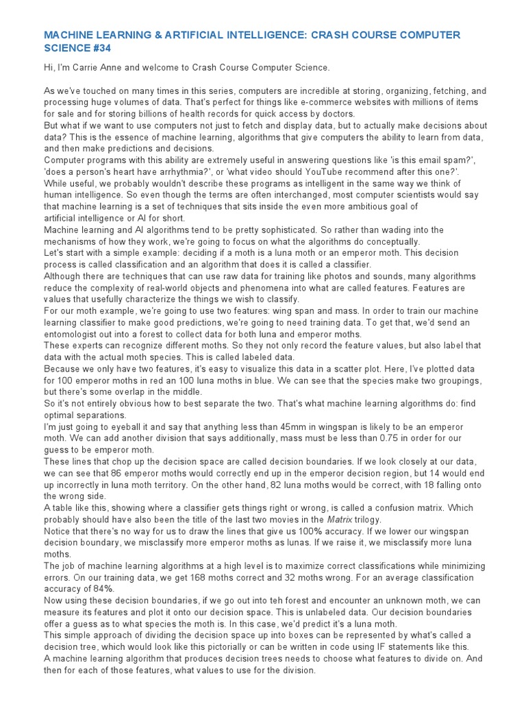 Machine Learning & Artificial Intelligence Crash Course Computer ...