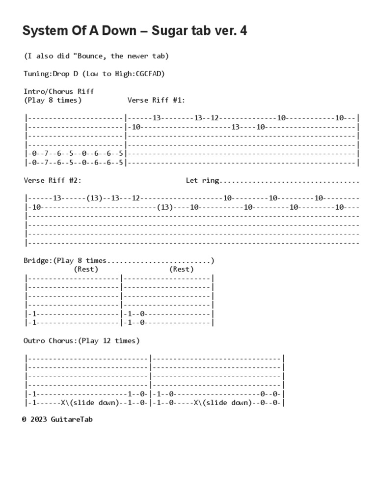 Sugar Guitar Tabs | PDF