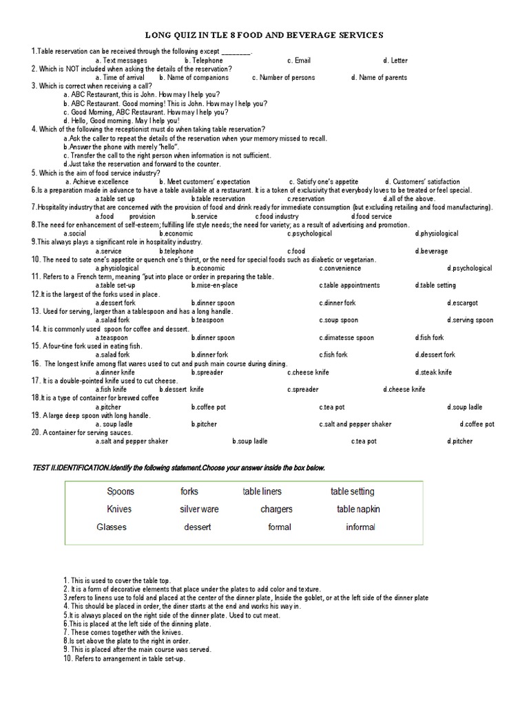 Long Quiz Tle8 | PDF