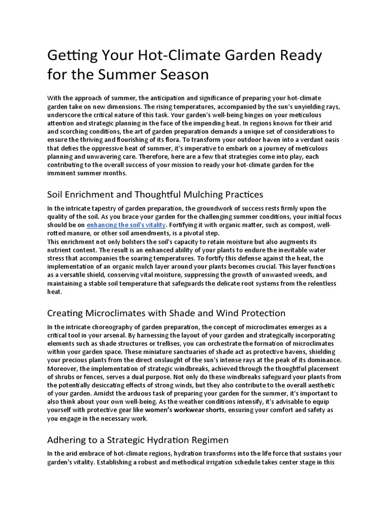 Getting Your Hot-Climate Garden Ready For The Summer Season | PDF