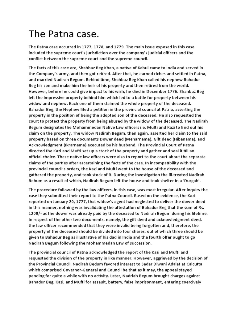 The Patna Case | PDF