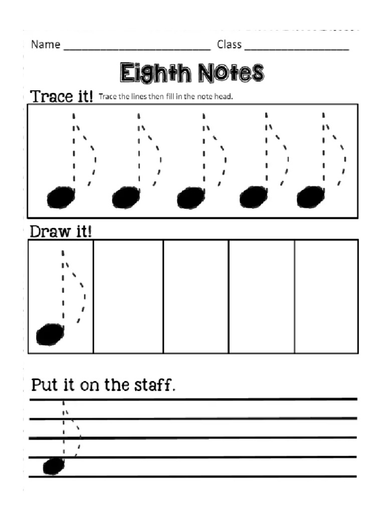 Eighth Note Tracing and Writing | PDF