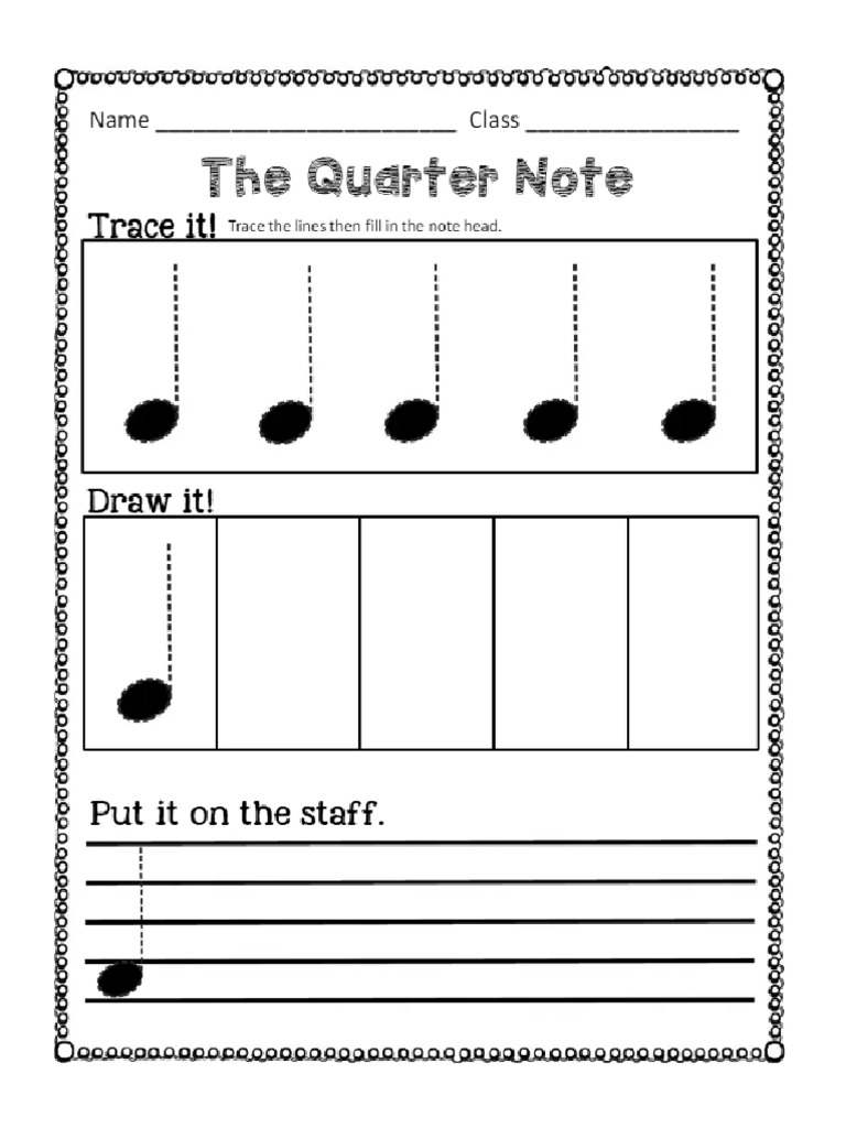 Quarter Note Tracing and Writing | PDF