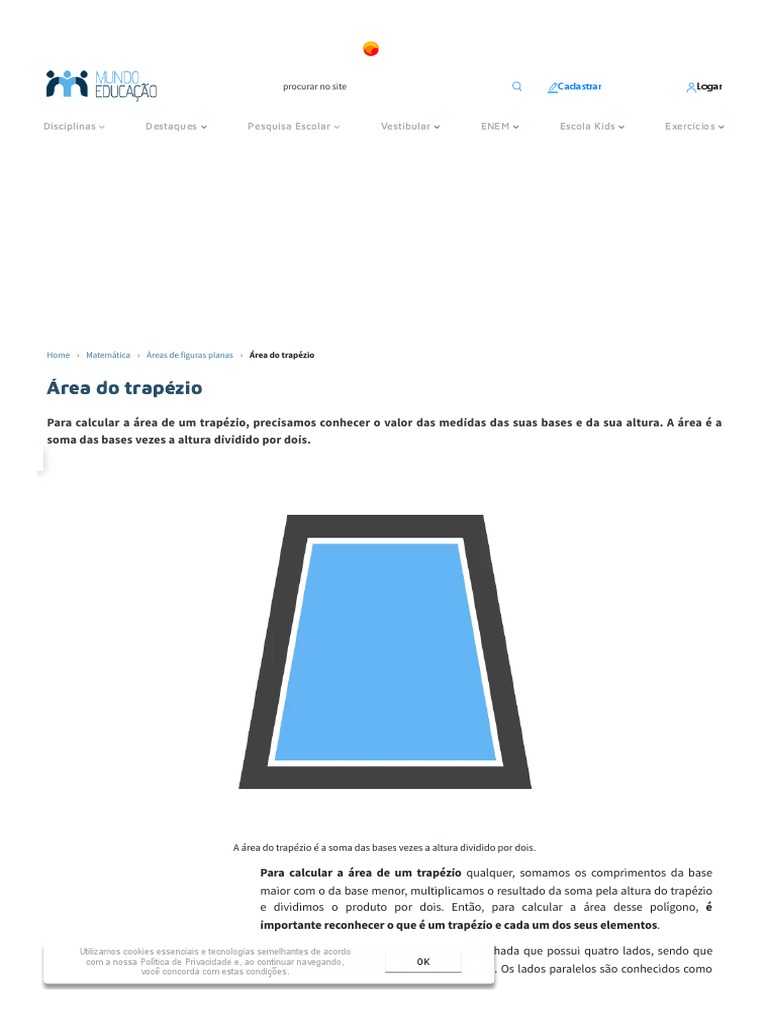 Área Do Trapézio - Como Calcular, Fórmula, Exemplos - Mundo Educação | PDF