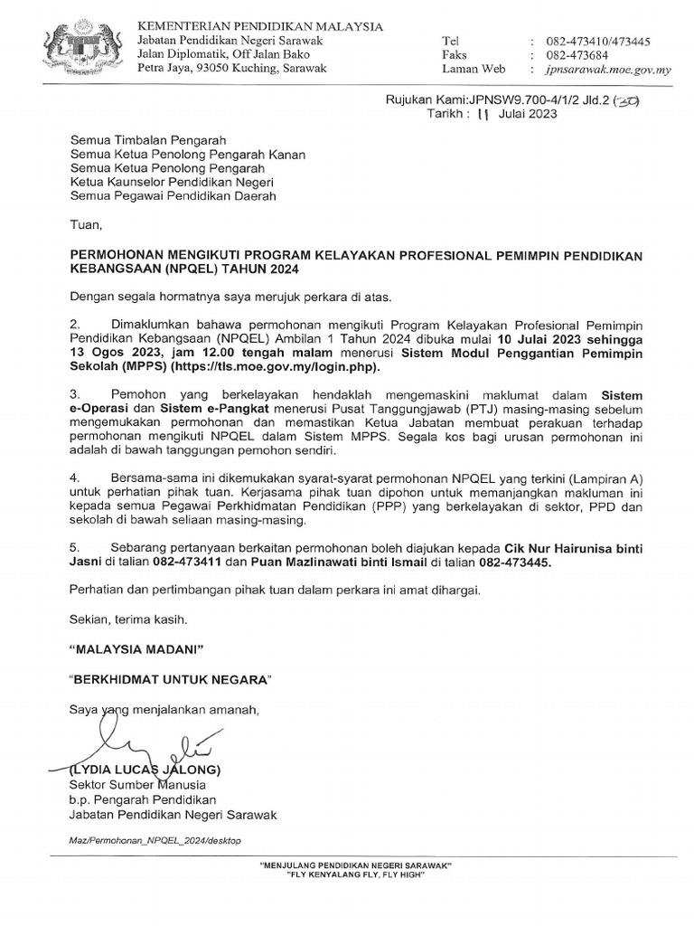 Permohonan Mengikuti Npqel Tahun 2024 | PDF