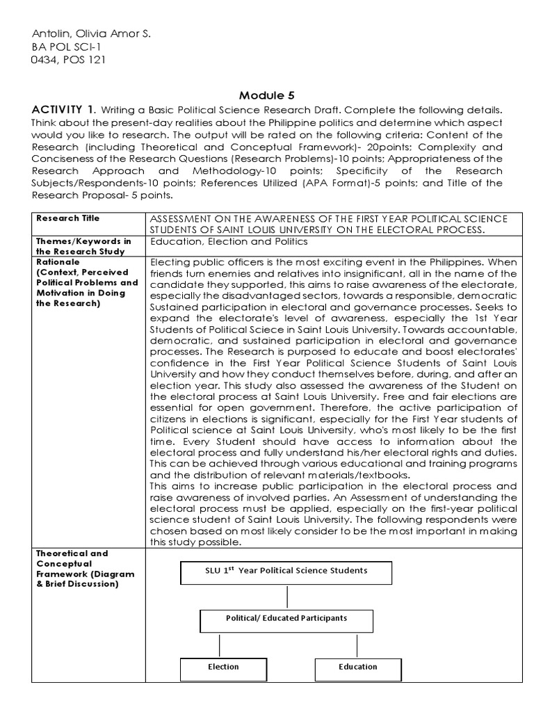 Module 5 - Antolin, Olivia Amor S. (BA POL SCI-1) 0434, POS 121 | PDF