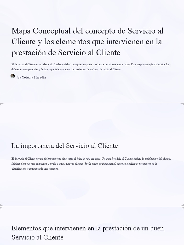 Mapa Conceptual Del Concepto de Servicio Al Cliente y Los Elementos Que ...