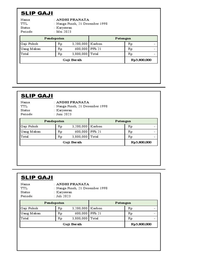 Slip Gaji Andi | PDF