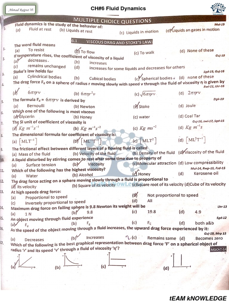 Chap-6 MCQs 1st Year | PDF