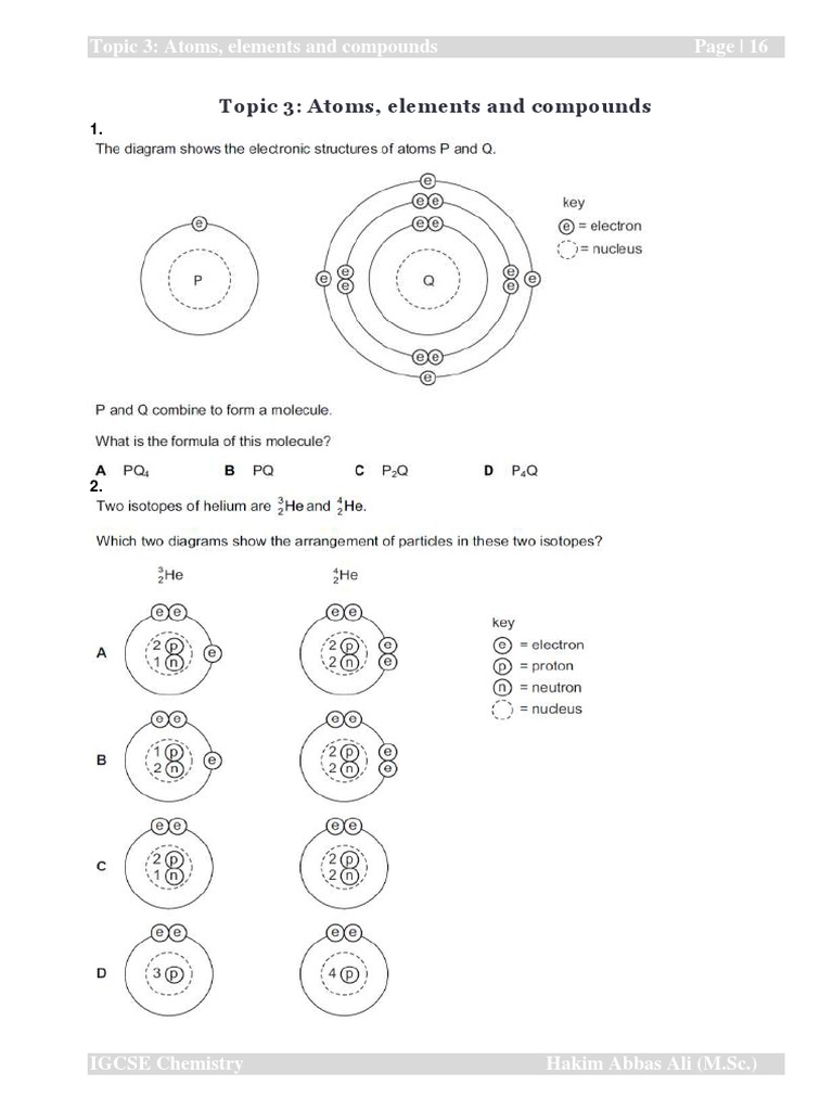 Topic 3 - Atoms, Elements and Compounds | PDF