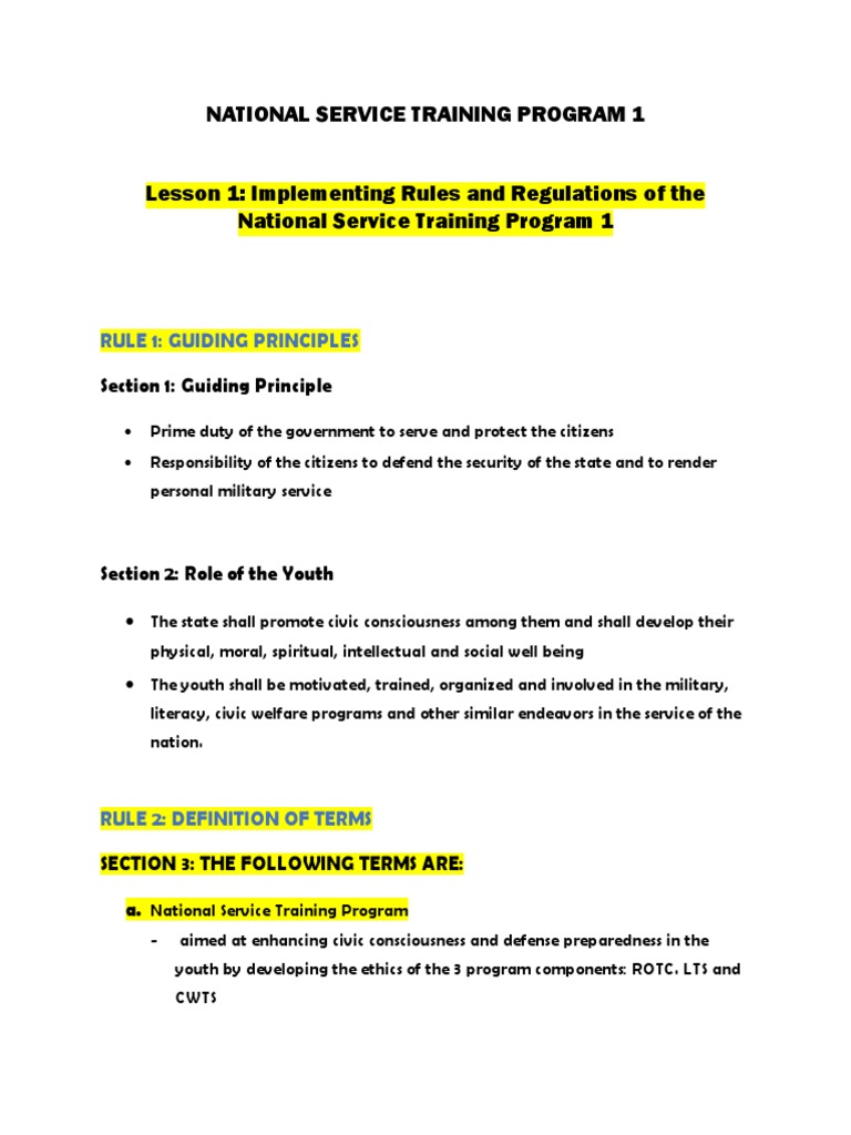 National Service Training Program Reviewer | PDF
