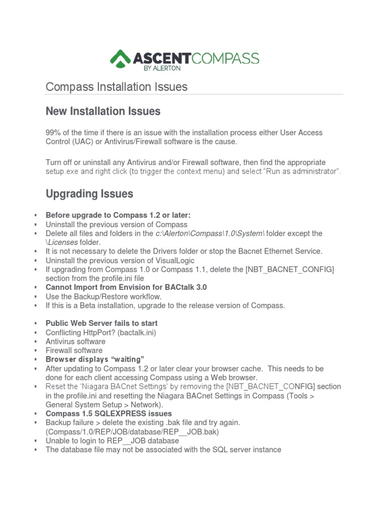 Compass Upgrade Installation Issues | PDF