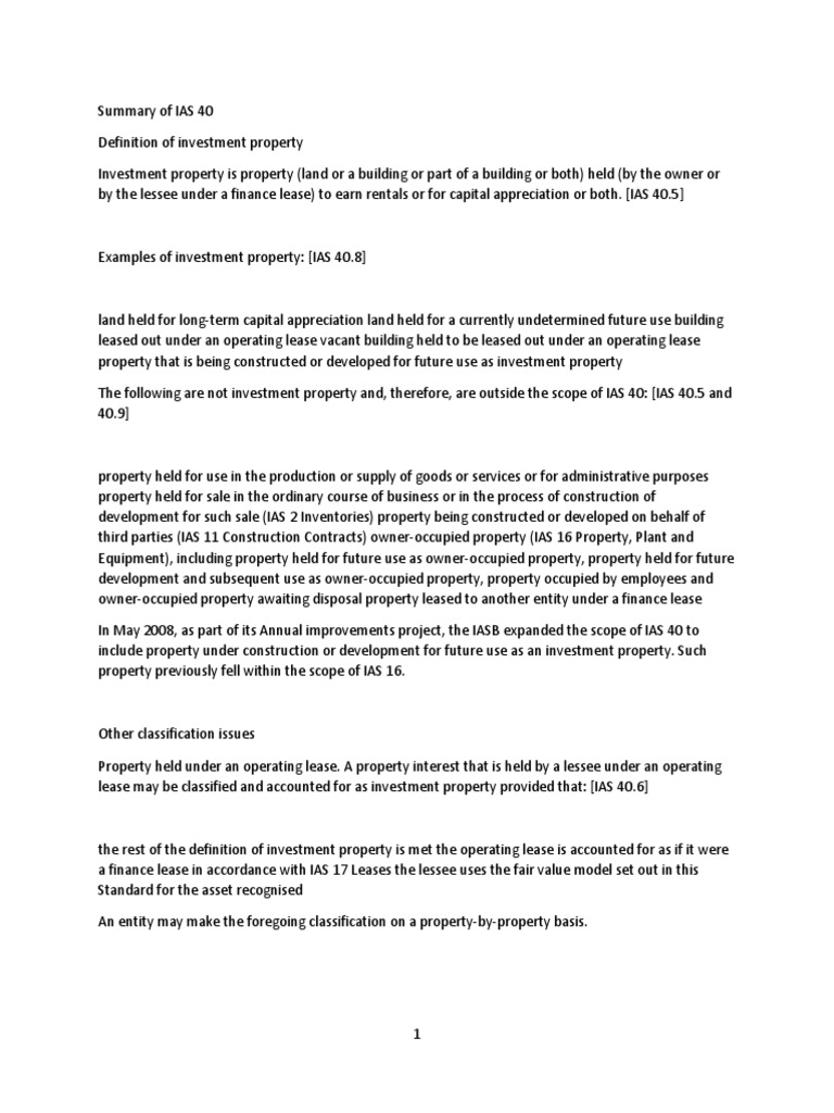IAS 40: Investment Property Overview | PDF | Law
