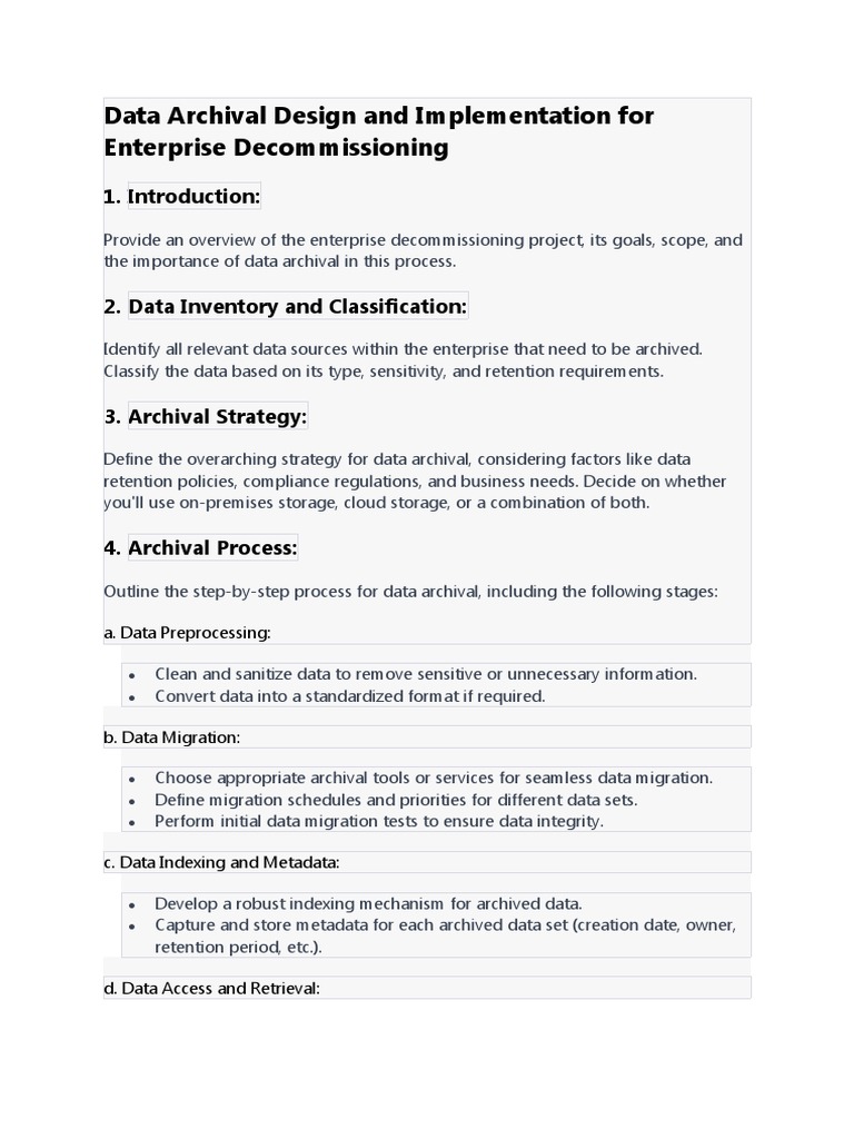 Data Archival Design Outline | PDF