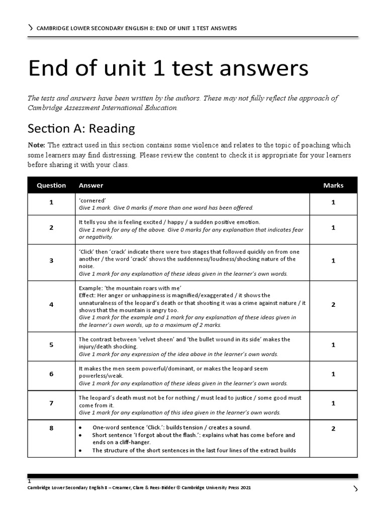 LS English 8 Unit 1 Test Answers | PDF