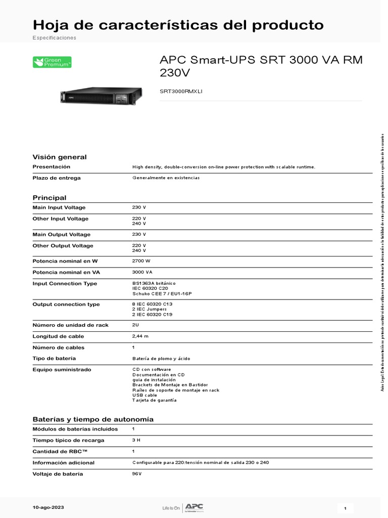 Smart-UPS en Línea - SRT3000RMXLI | PDF | Hogar, jardinería y bricolaje | Informática