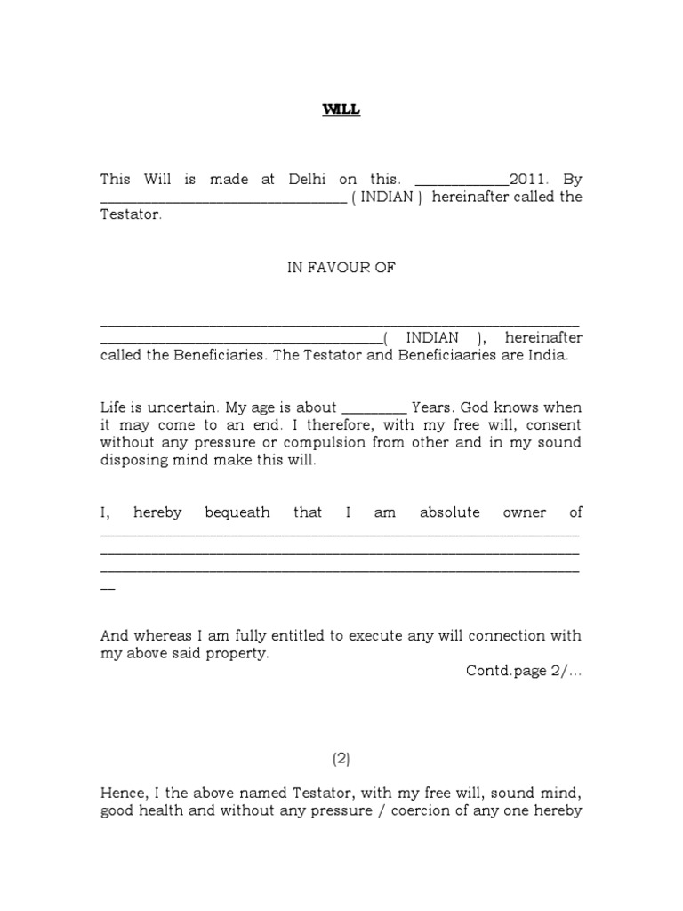 FORMAT OF Will | PDF
