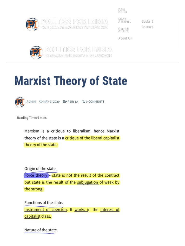 Marxist Theory of the State Explained | PDF