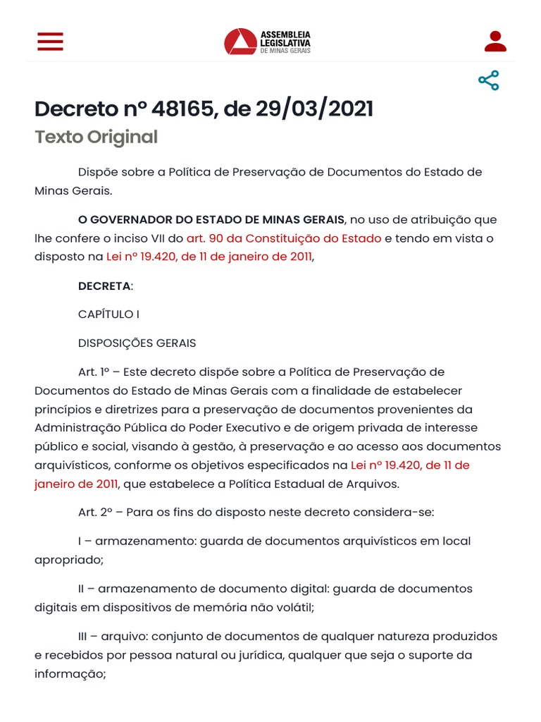 Decreto 48165 Portal Da Assembleia Legislativa de Minas Gerais | PDF