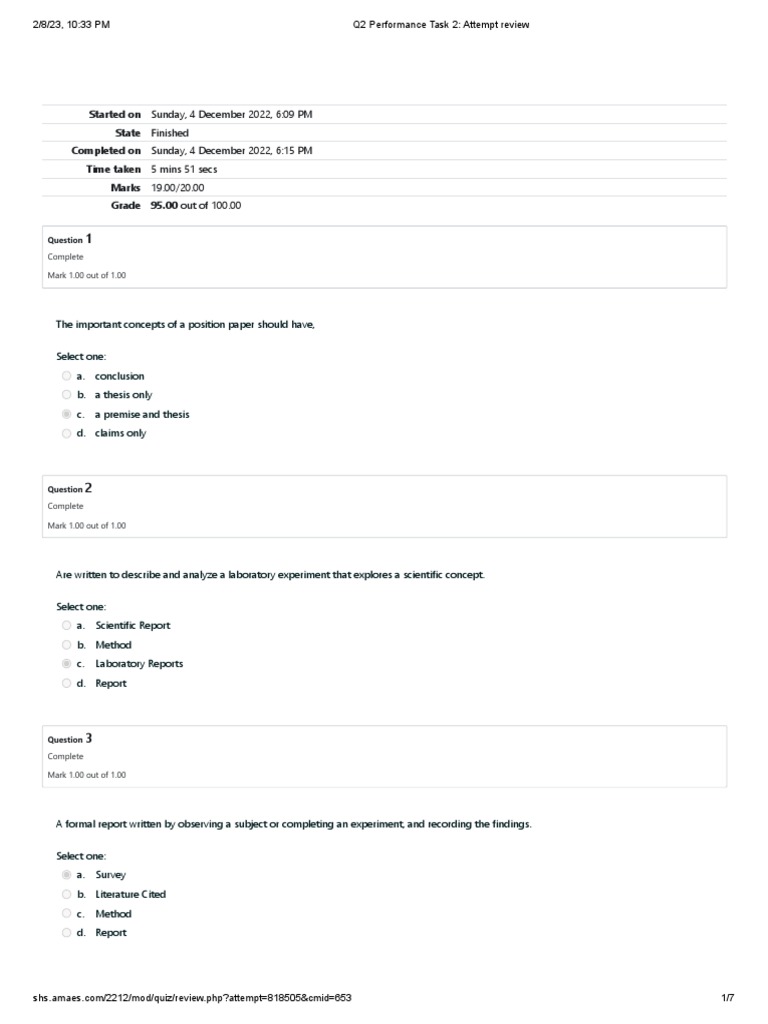Q2 Performance Task 2 - Attempt Review | PDF
