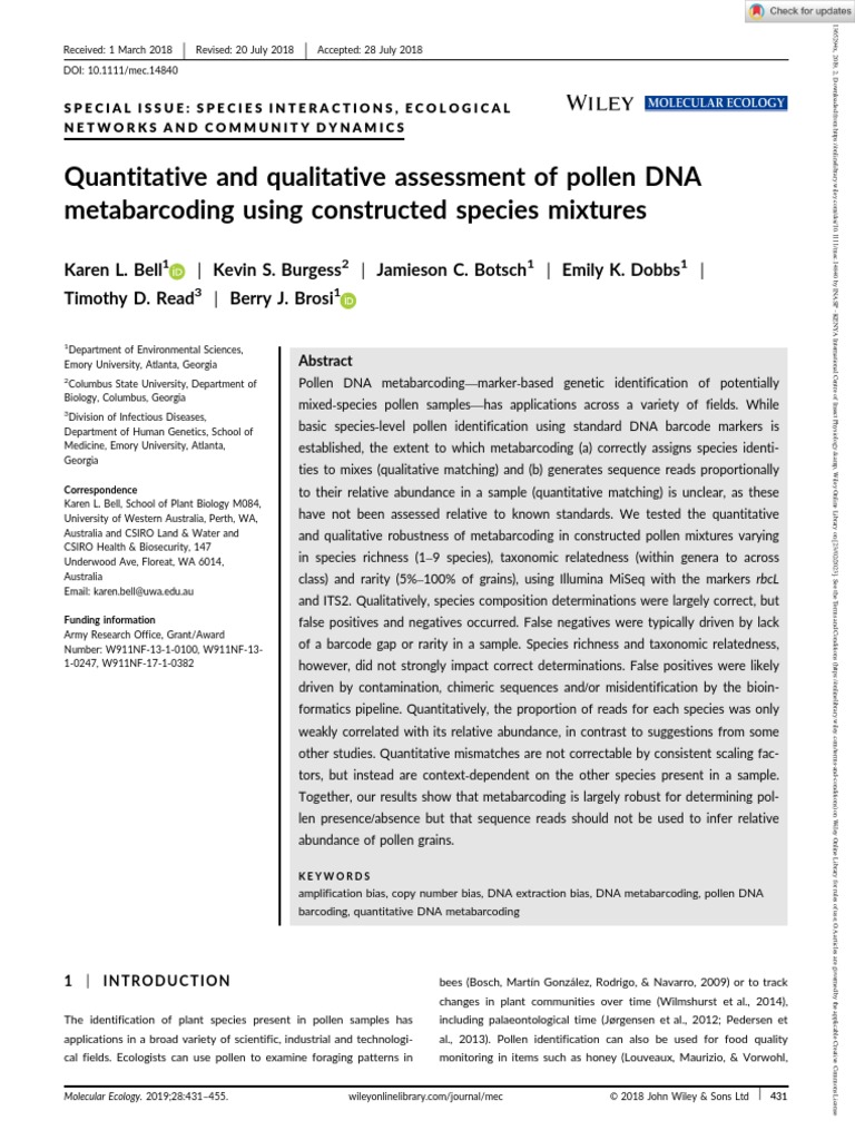 Molecular Ecology - 2018 - Bell - Quantitative and Qualitative ...