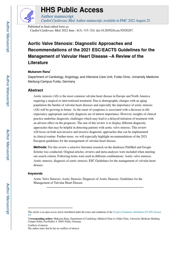 Aorta Stenosis | PDF