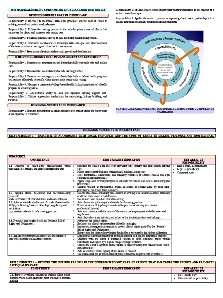 NATIONAL NURSING CORE COMPETENCY STANDARDS 2012 | PDF