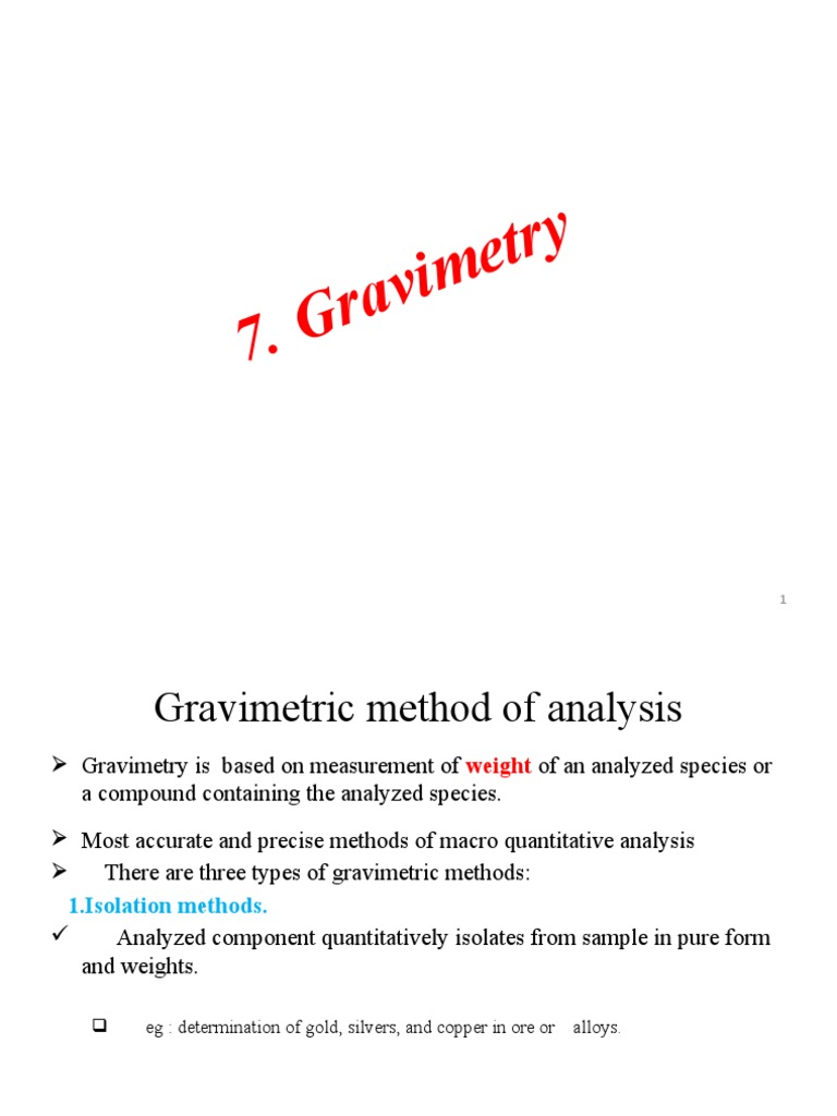 Gravimetric Analysis Methods Guide | PDF | Science & Mathematics | Technology & Engineering