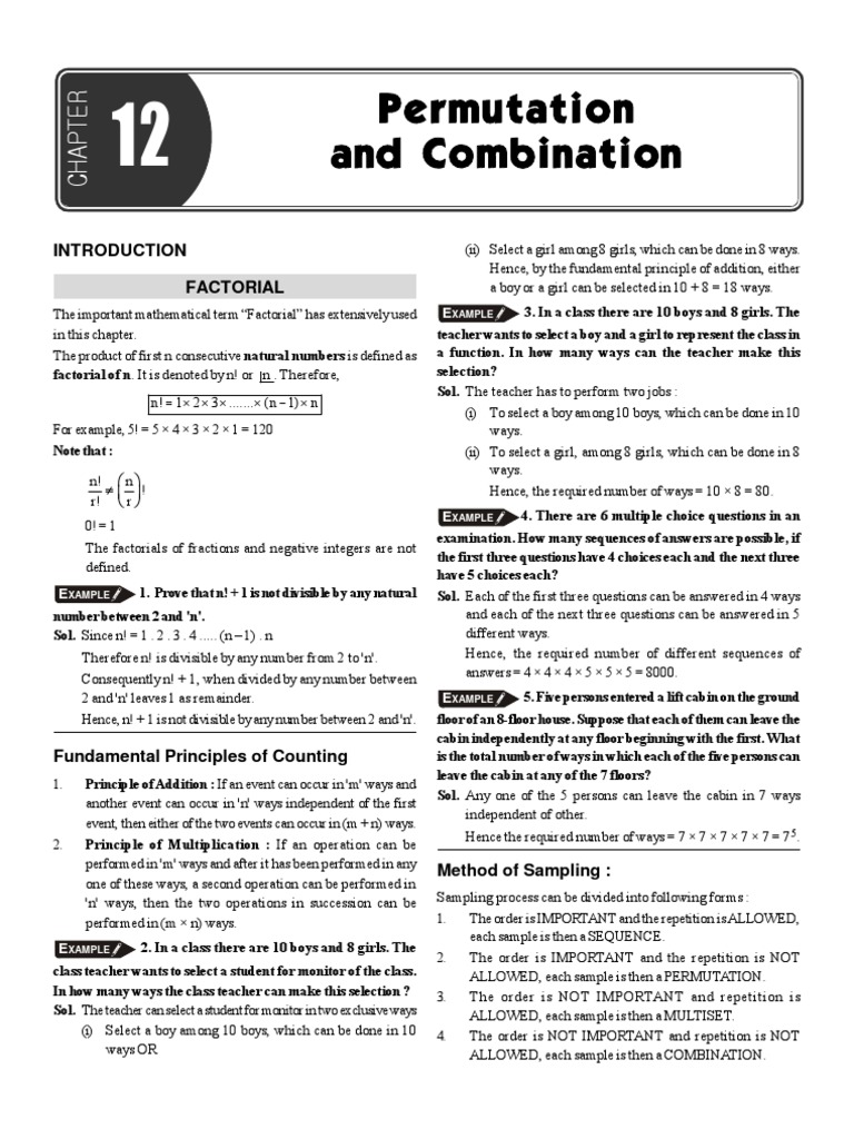 Permutations and Combinations | PDF