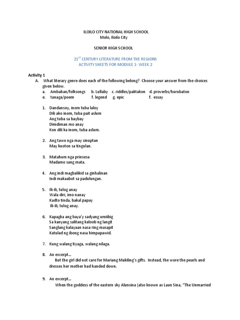 21st Century-Act. Sheets-Module 1-Week 2 | PDF