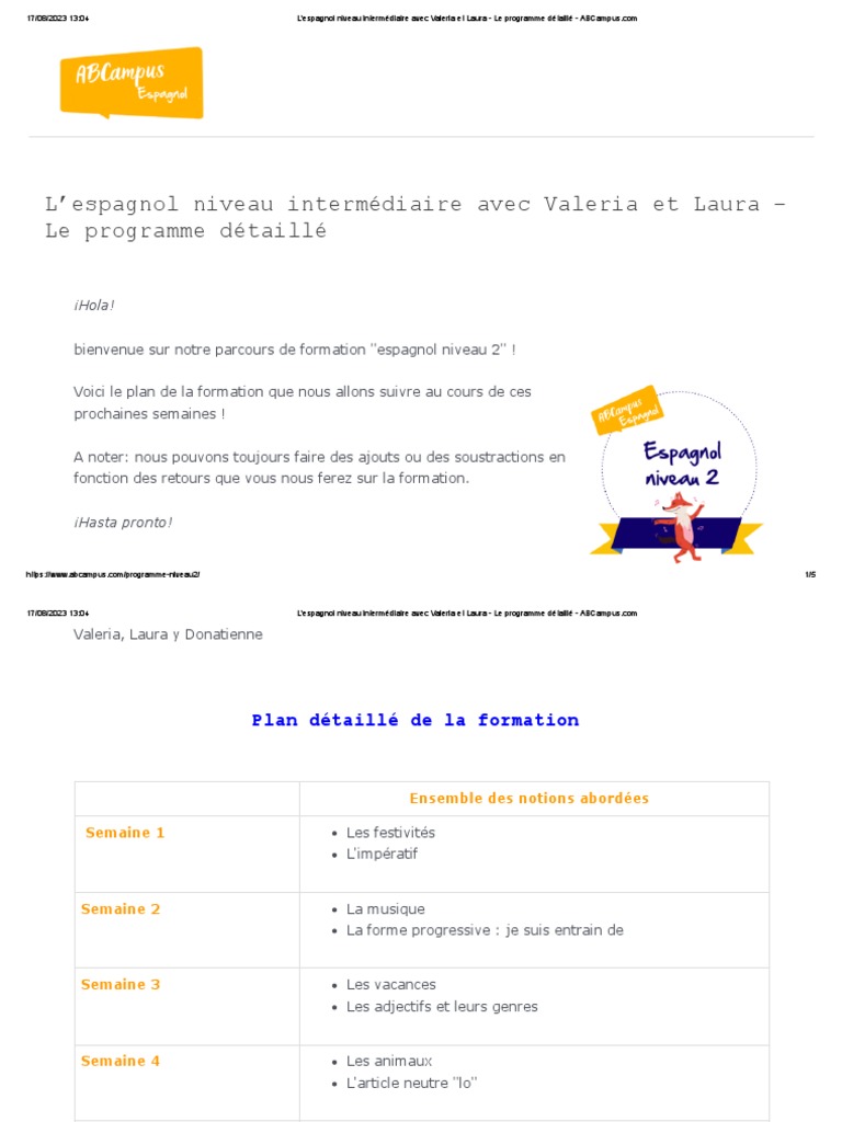 L'espagnol Niveau Intermédiaire Avec Valeria Et Laura - Le Programme ...