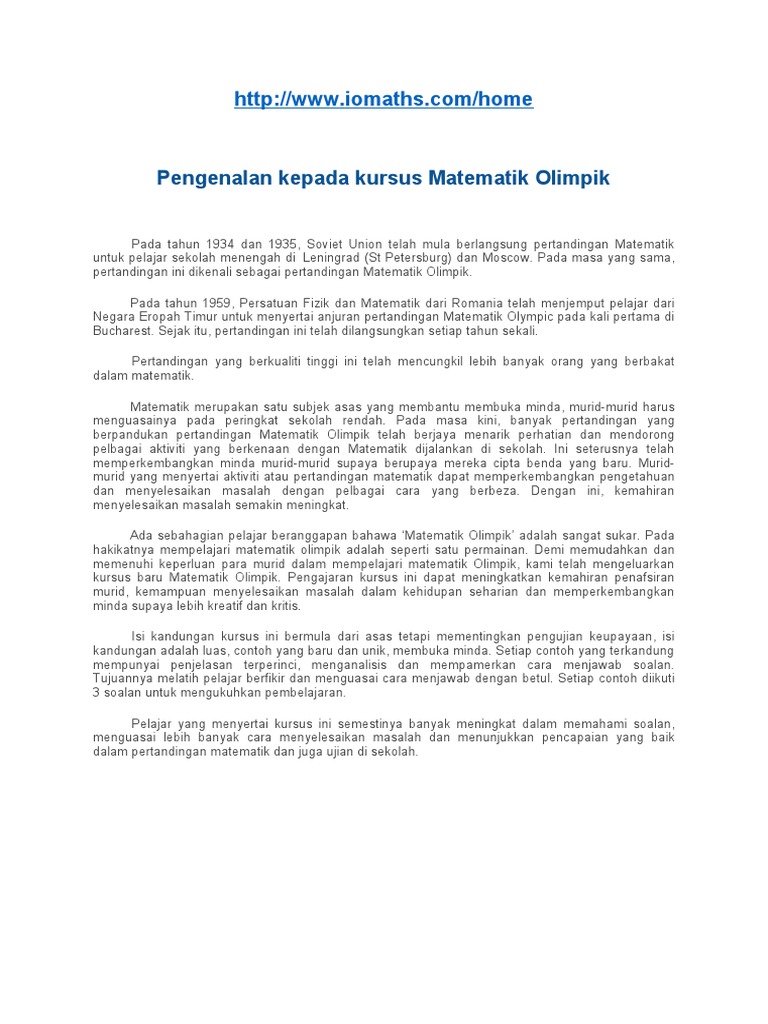 Olympic Maths Introdution | PDF