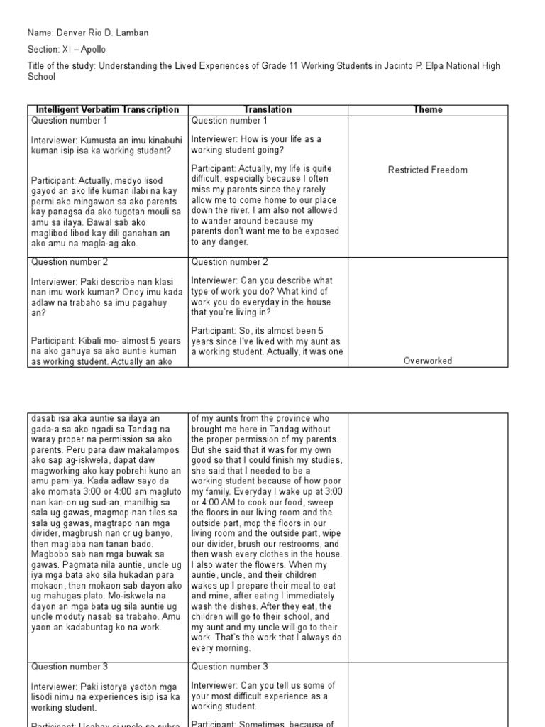 Intelligent Verbatim Transcription Translation Theme | PDF