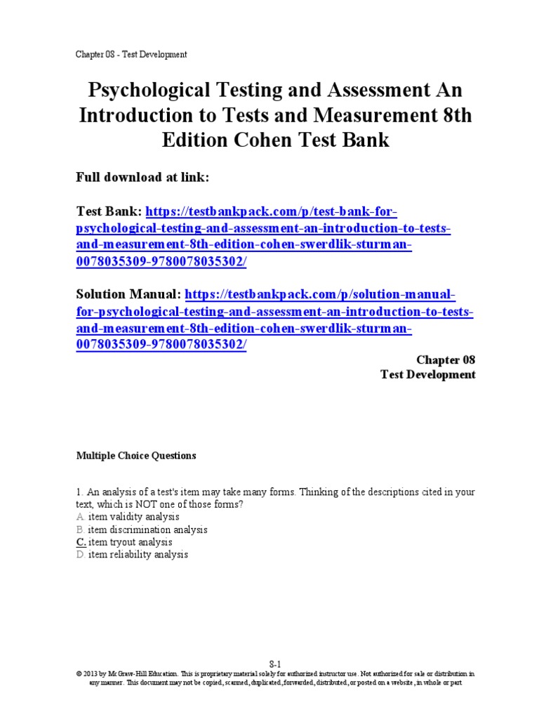 Test Development in Psychological Assessment | PDF | Career & Growth ...