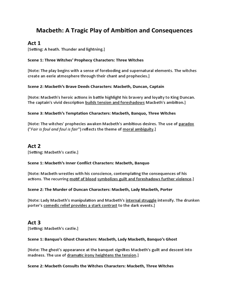 Macbeth essay plans and abridged story summary | PDF