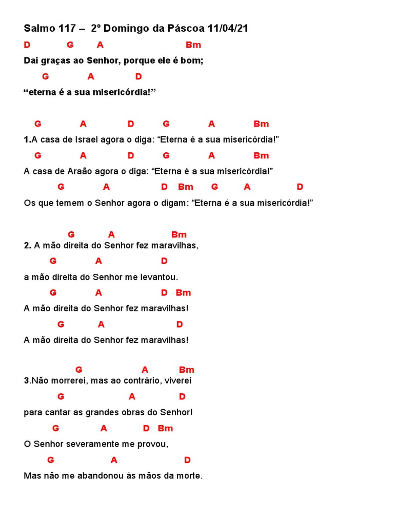 Salmo 117 2 Domingo Da Páscoa | PDF