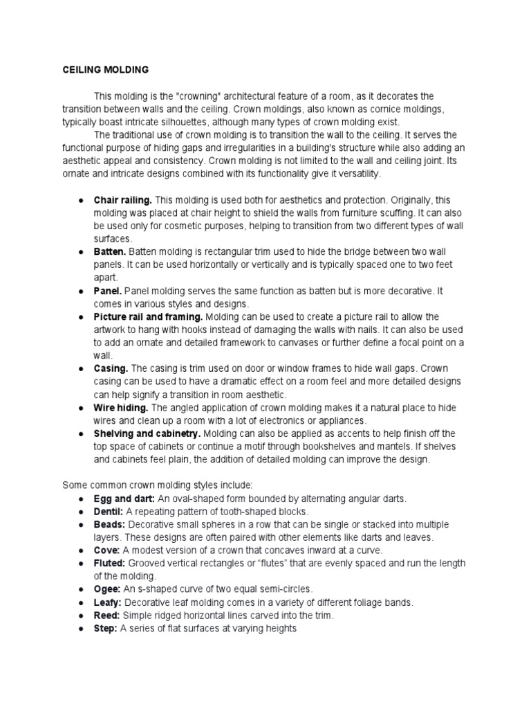 Ceiling Molding | PDF