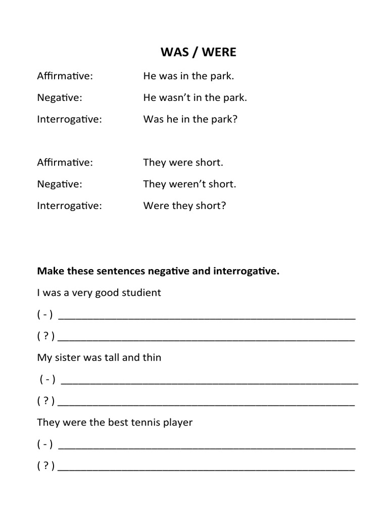 Was Were - negative interrogative | PDF