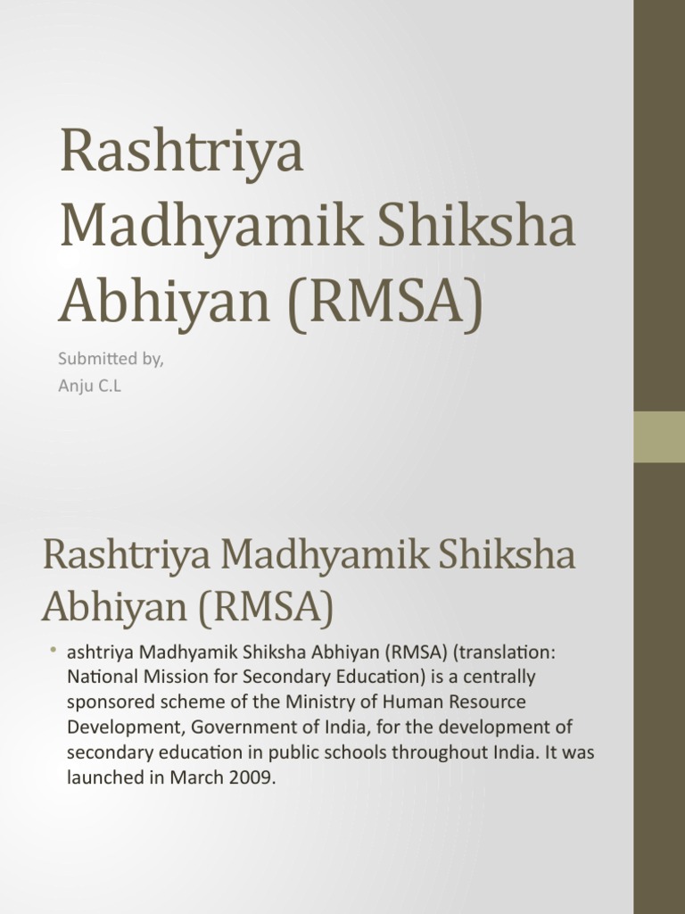 Rashtriya Madhyamik Shiksha Abhiyan (RMSA) | PDF