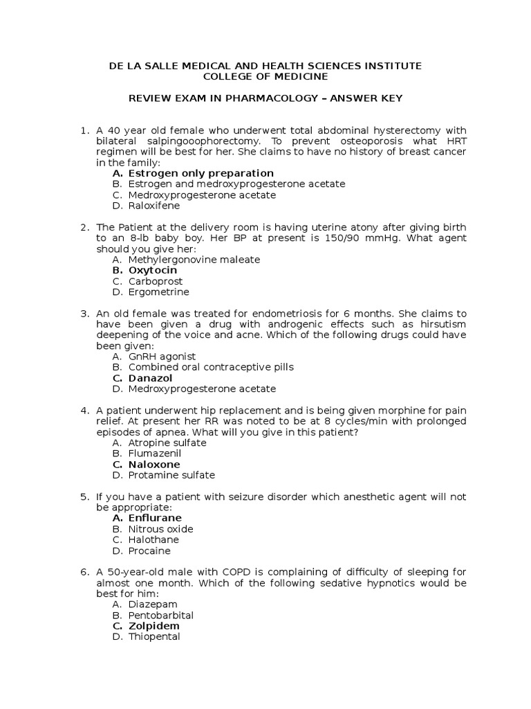 Pharmacology Answer Key | PDF