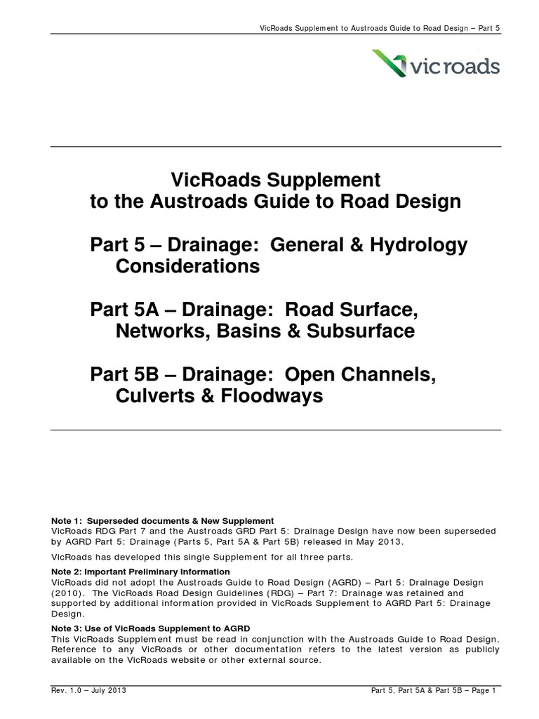 Supplement To AGRD Part 5 Part 5A Part 5B Drainage | PDF | Storm Drain ...