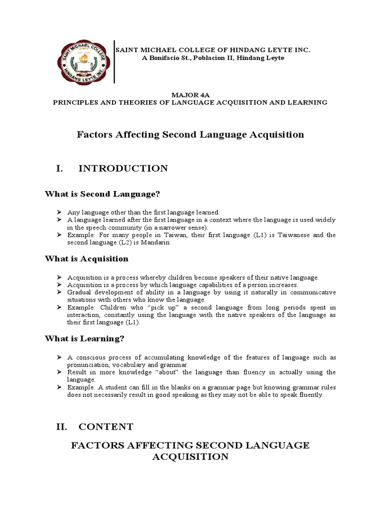 Factors-Affecting-Second-Language-Acquisition-written Report | PDF