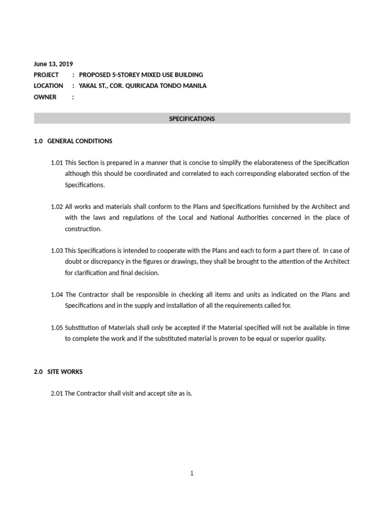 SPECIFICATION Proposed Two Storey Single Detached | PDF SPECIFICATION Proposed Two Storey Single Detached | PDF