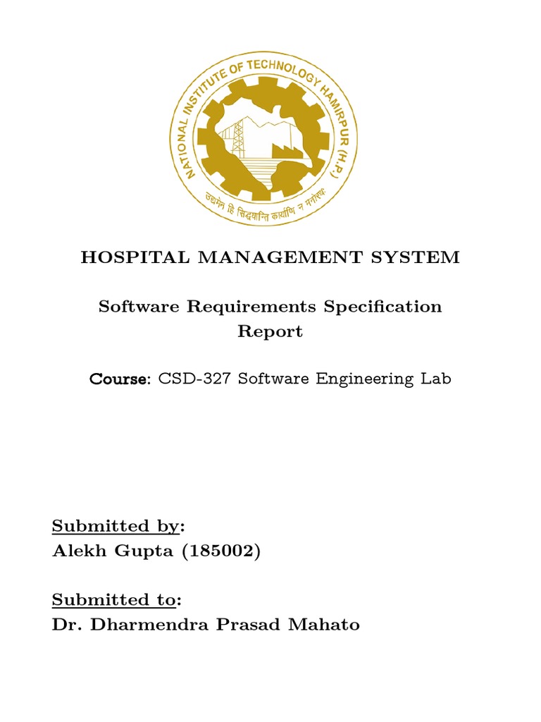 Hospital Management System SRS | PDF