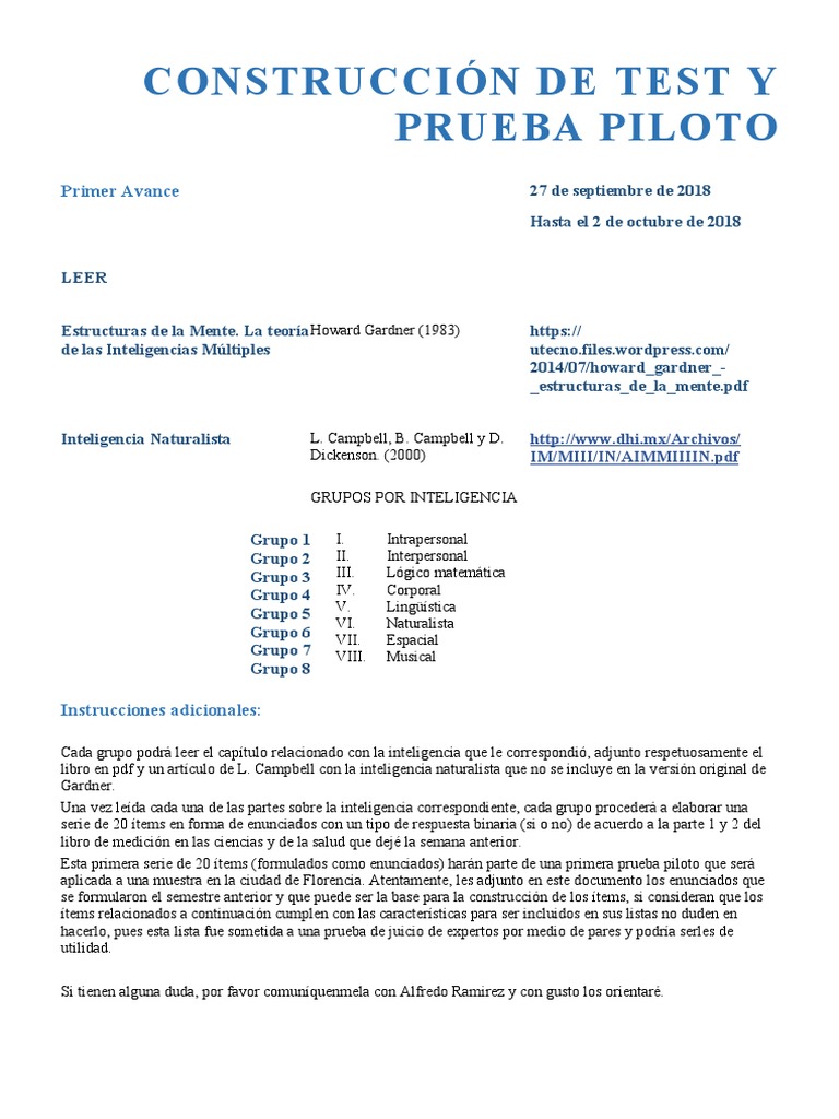 BBB Construccion de Test y Prueba Piloto | PDF