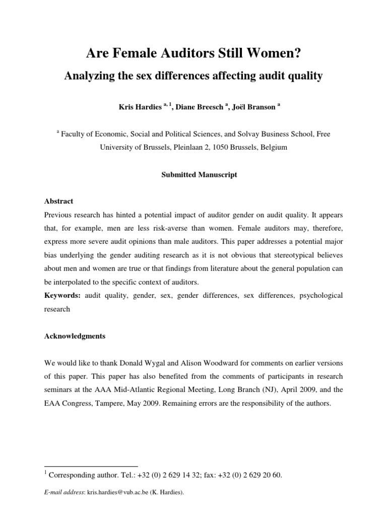 Female Auditor1 | PDF | Effect Size | Financial Audit