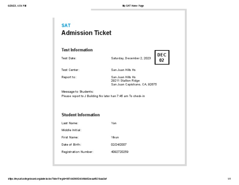 Sat Ticket For Dec | PDF