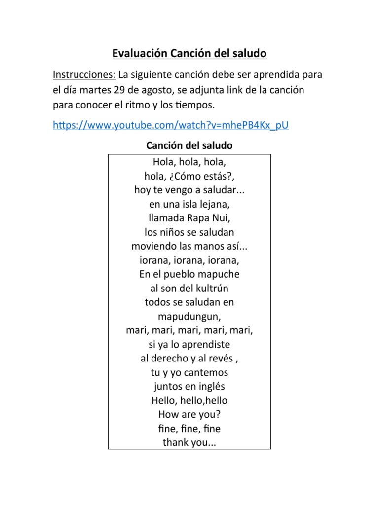 Canción Del Saludo | PDF